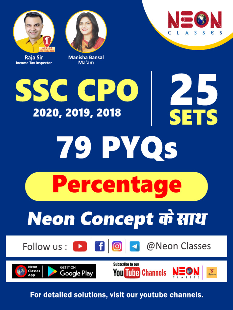 Percentage SSC CPO 2020,2019,2018 Complete PYQs | PDF