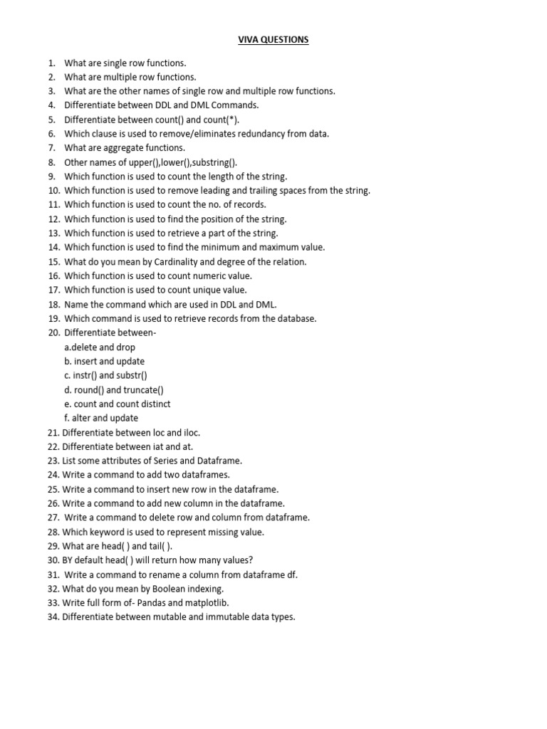 Viva Questions | PDF