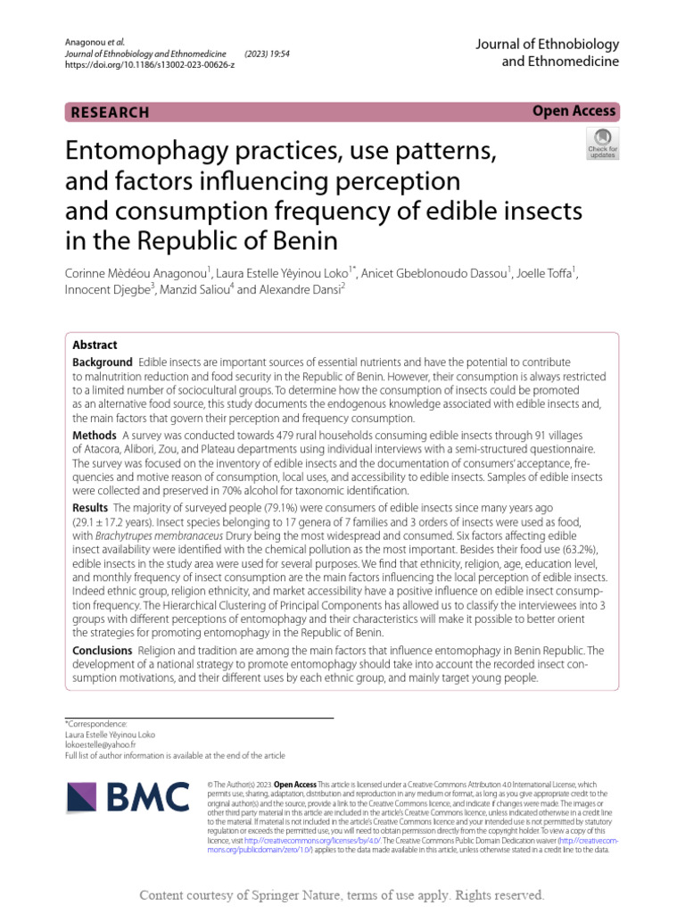 Entomophagy_practices_use_patterns_and_factors_inf | PDF | Creative ...