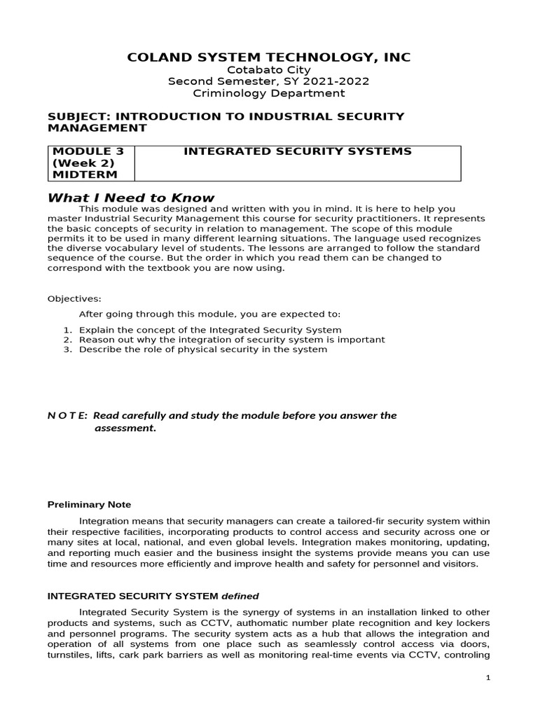 MODULE-5-LEA-3 | PDF | Physical Security | Lighting