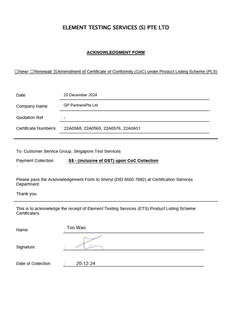 Acknowledgment of Collection Notices | PDF