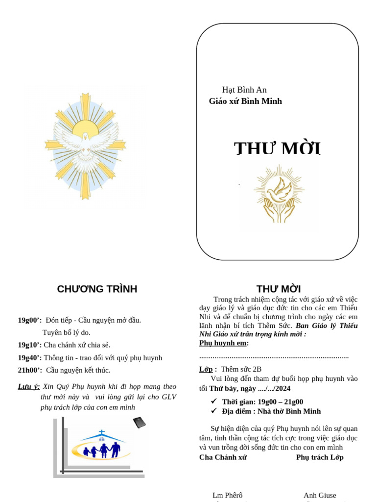 Thu Moi Hop Phu Huynh L P Thêm S C 2b | PDF