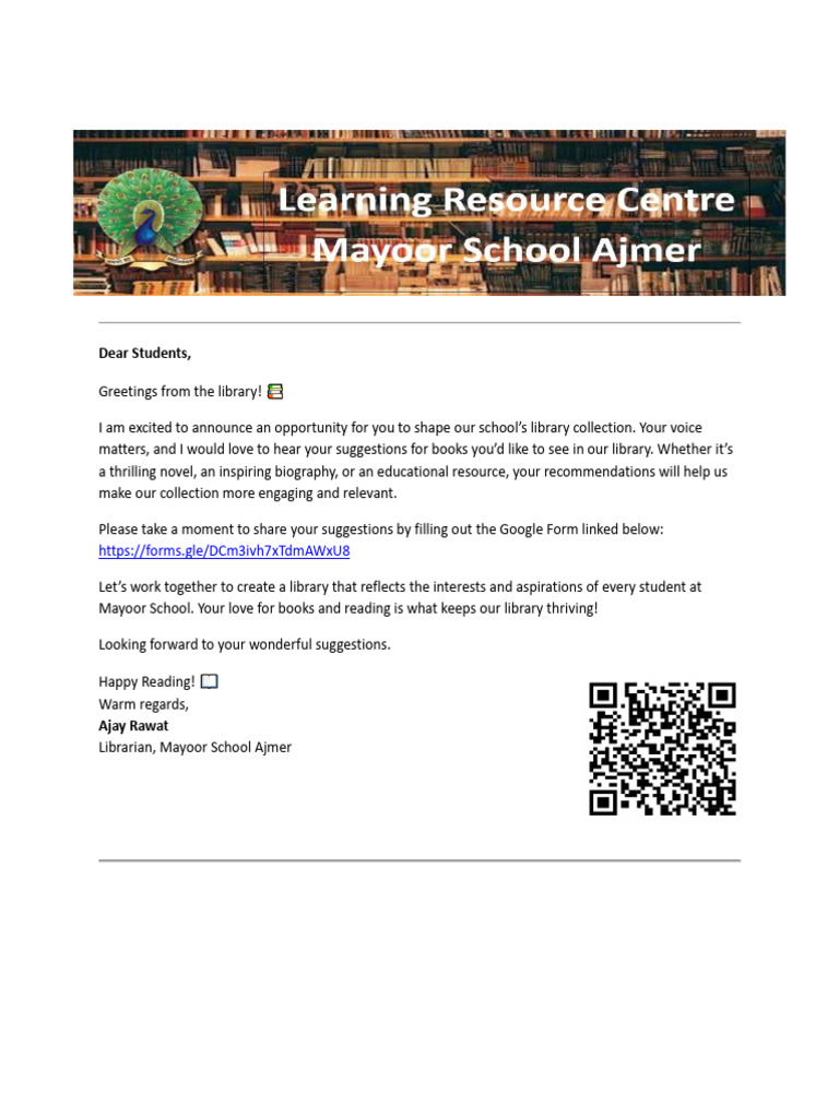 Book Recommendation Form For Student | PDF