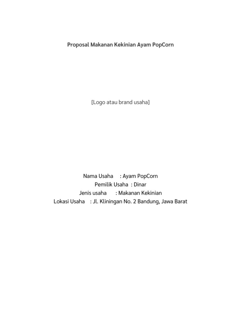 Contoh Proposal Makanan Kekinian | PDF