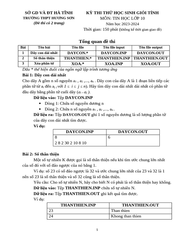 HUONG-SON_ĐỀ-GIỚI-THIỆU-HSG-10-2023-2024 | PDF