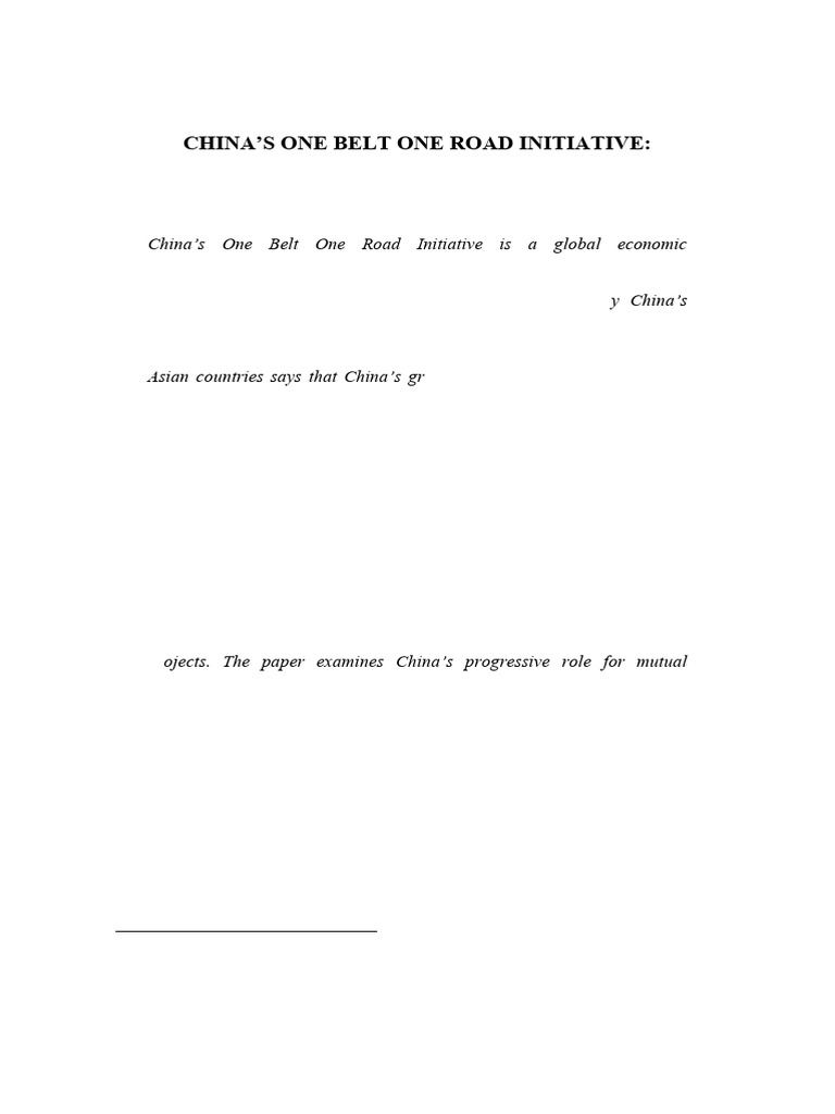 Chinas One Belt One Road Initiative Towa | PDF | Cambodia | China