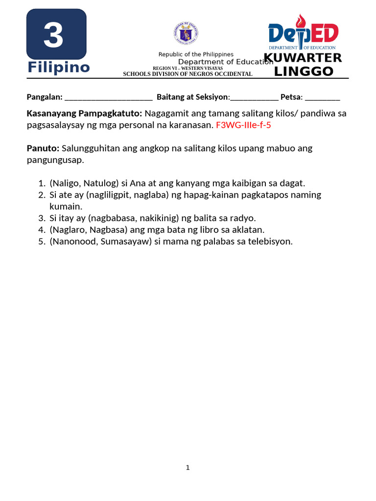 FILIPINO3_Q3_W3 | PDF