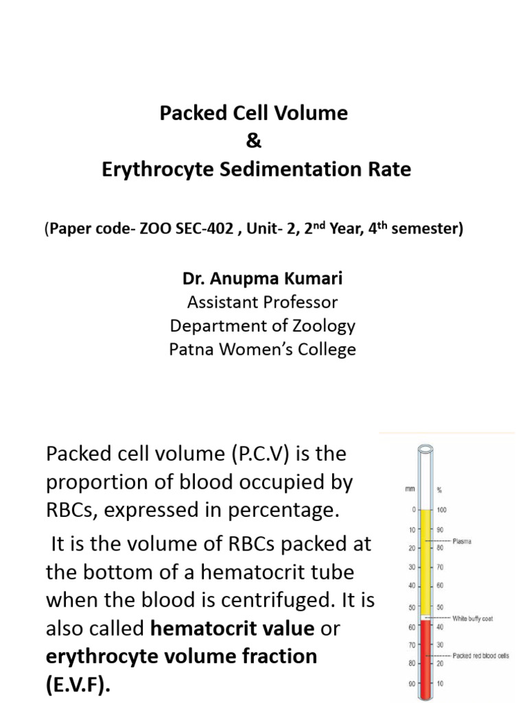 Packed Cell Volume and Erythrocyte Sedimentation Rate 2nd Year | PDF ...