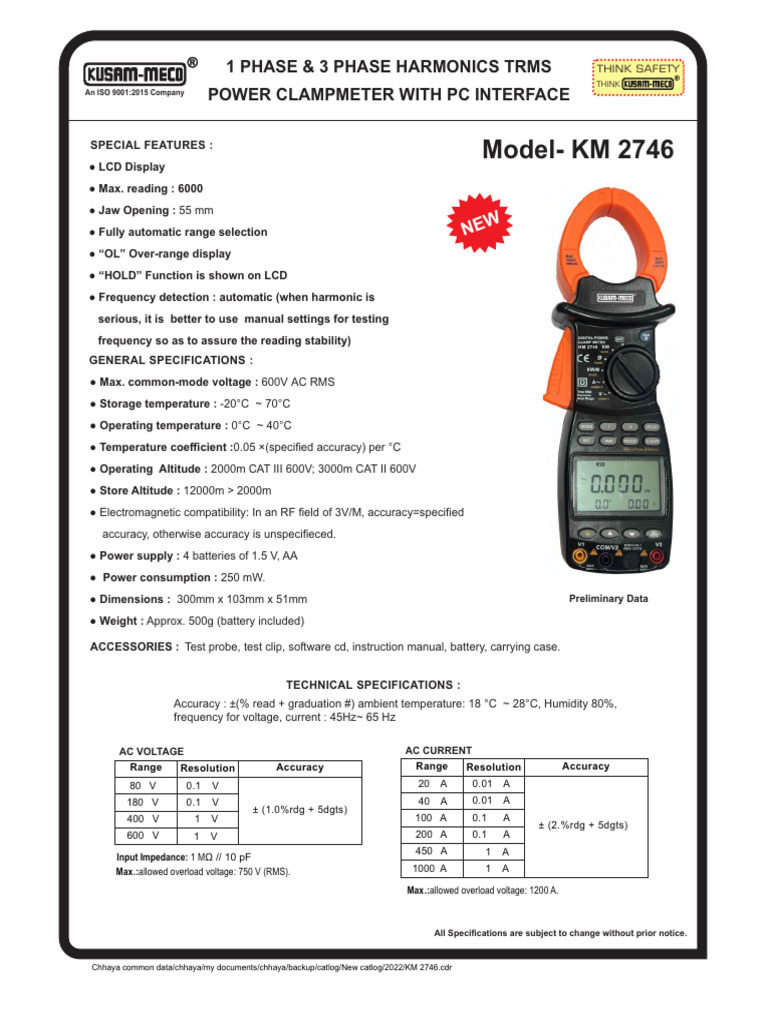 KM 2746 POWER CLAMP | PDF | Electricity | Electronics
