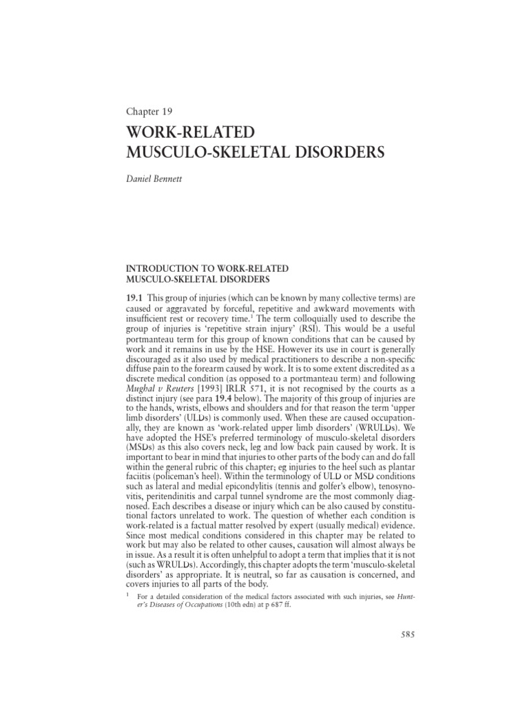 Work-Related Musculo-Skeletal Disorders | PDF | Occupational Safety And ...