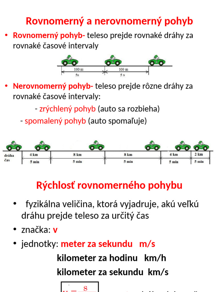 RovnomernÃ A Nerovnomernã Pohyb | PDF