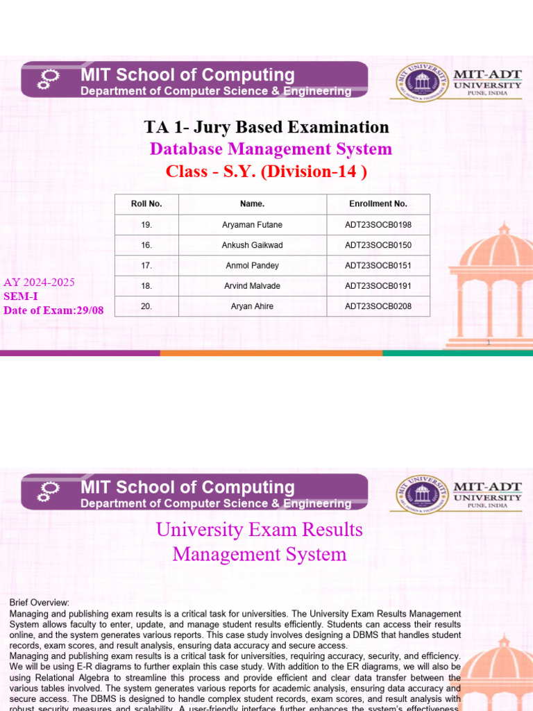 TA1 Jury Based Presentation - SY14 - G4 | PDF | Conceptual Model | Relational Model