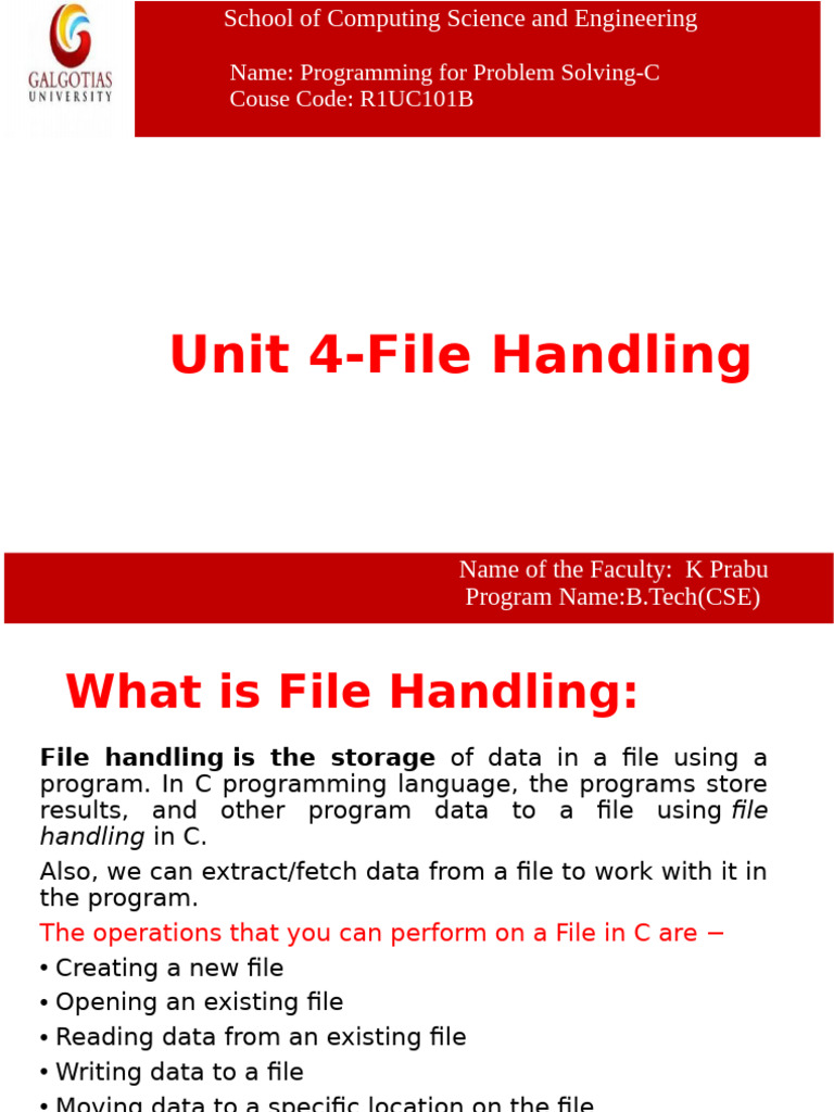 23 PPSC Unit 4 FILEOperations | PDF | Computer File | Parameter (Computer Programming)