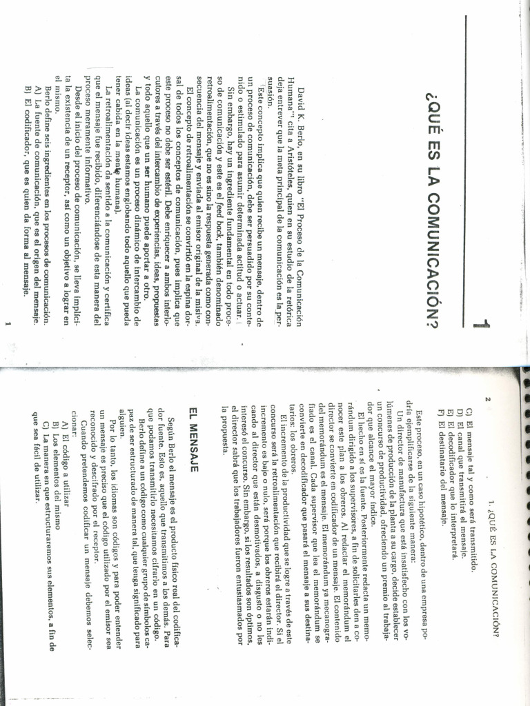 La Comunicación en La Empresa- Cap 1-La Comunicación Según David Berlo | PDF