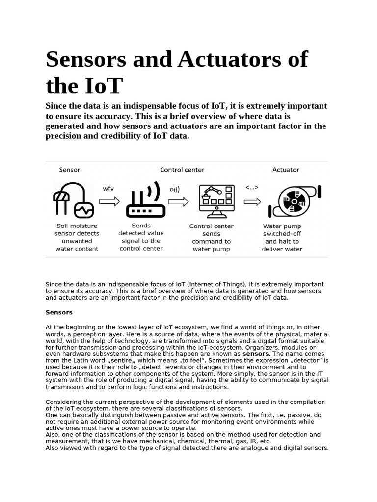 Sensors and Actuators of The IoT | PDF | Internet Of Things | Actuator