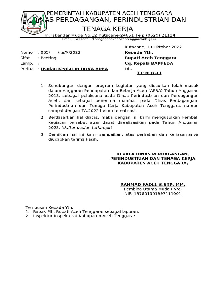 Surat Usulan Doka | PDF