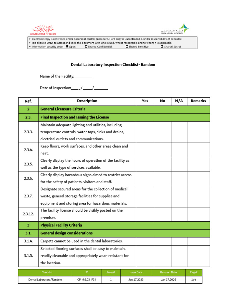 Dental Laboratory Checklist - Random 2023326389 | PDF | Fires ...
