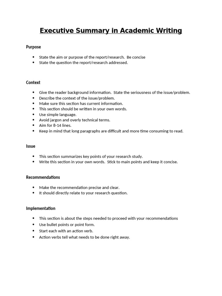 Executive Summary Guide for Research | PDF