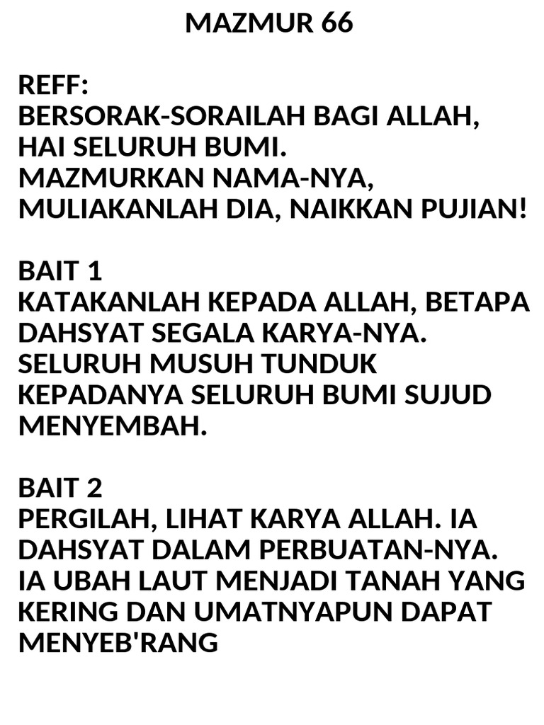 MAZMUR 66 Teks | PDF