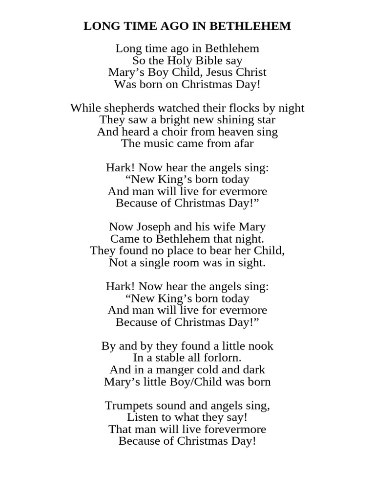 Long Time Ago in Bethlehem Lyrics | PDF