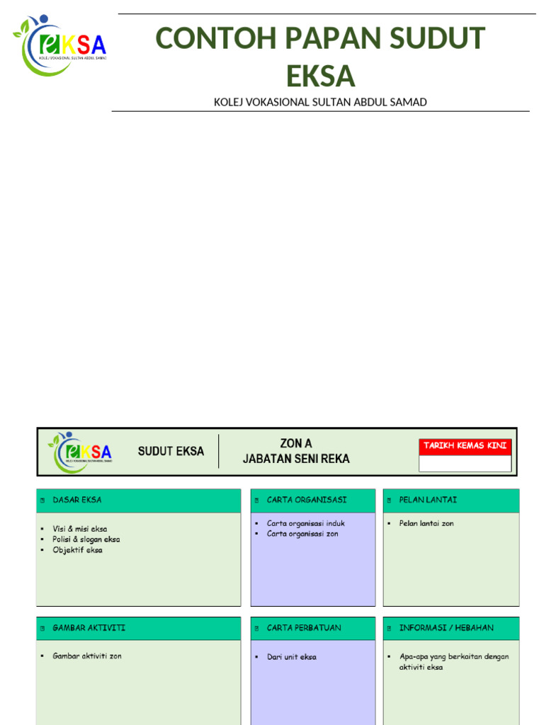 Contoh Papan Sudut EKSA KV SAS | PDF