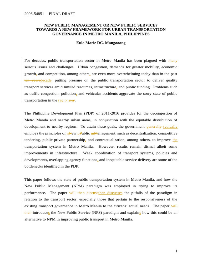 200654851-Analytical Paper-Nps and Public Transport System in MM | PDF ...