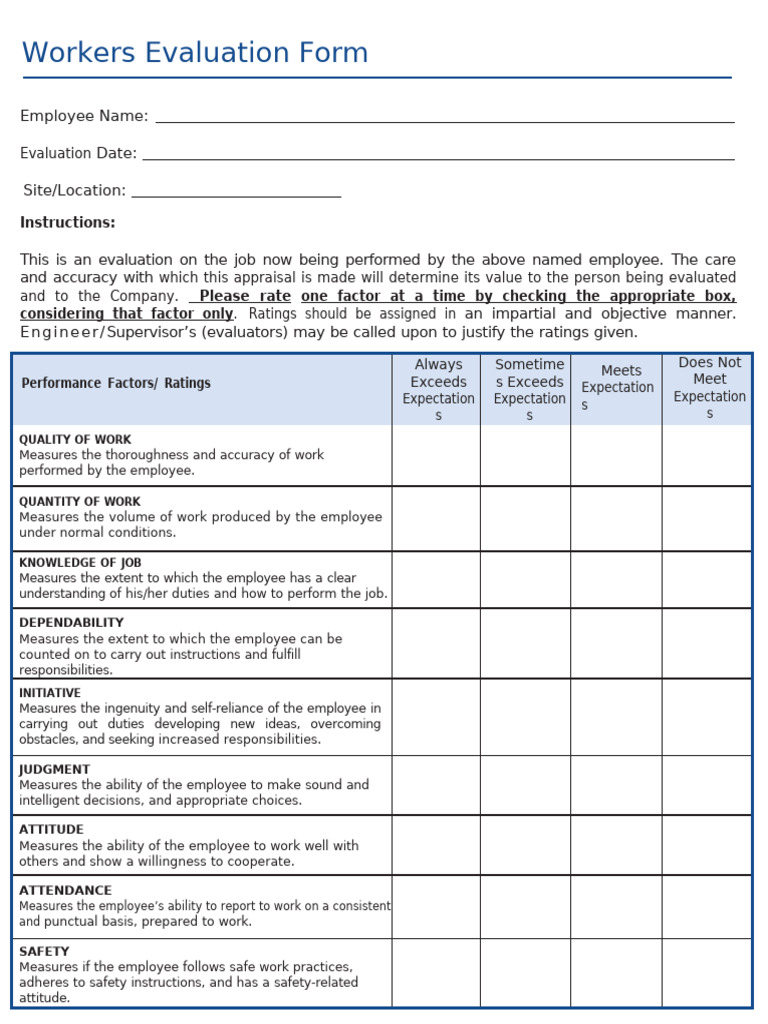 686626451-Construction-Employee-Evaluation-Form | PDF | Performance ...