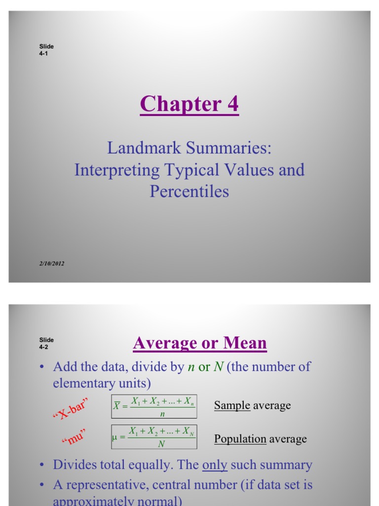 Statistics - Landmark Summaries Interpreting Typical Values and ...