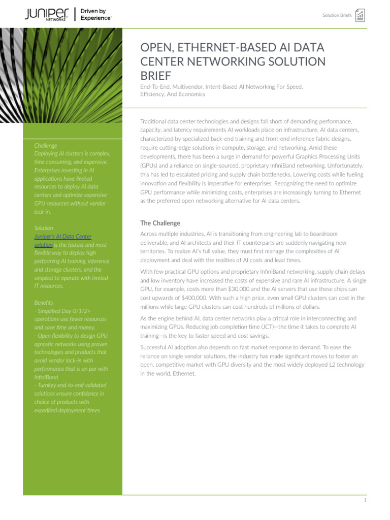 Open, Ethernet-Based AI Data Center Networking Solution Brief (Frontend ...