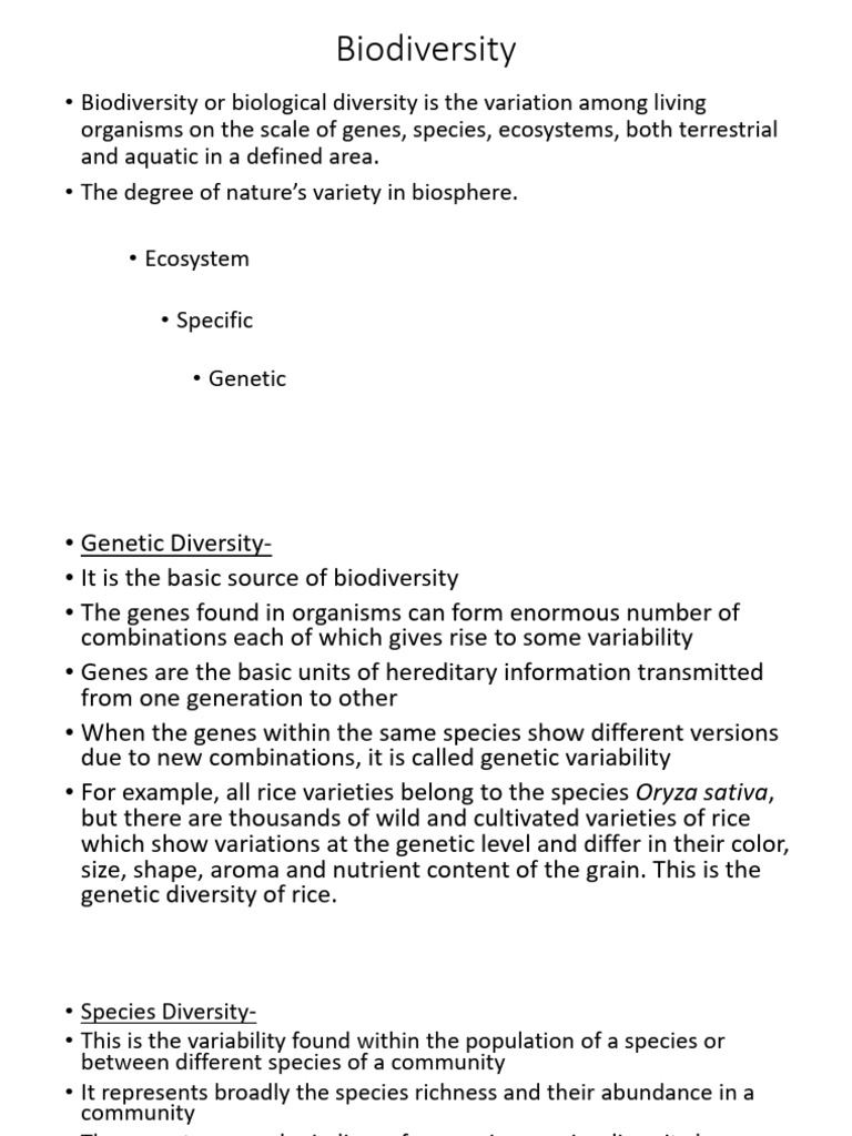 L1-Biodiversity definitions | PDF | Biodiversity | Biogeography