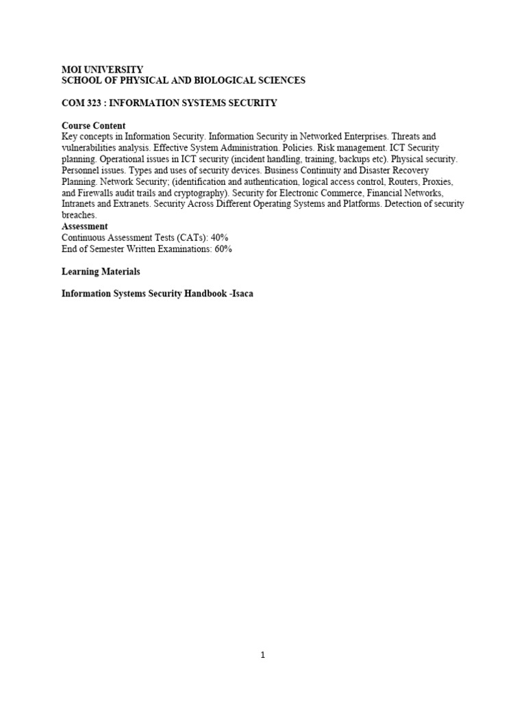Lecture 1 Information Security Basics Pdf Information Security Computer Security