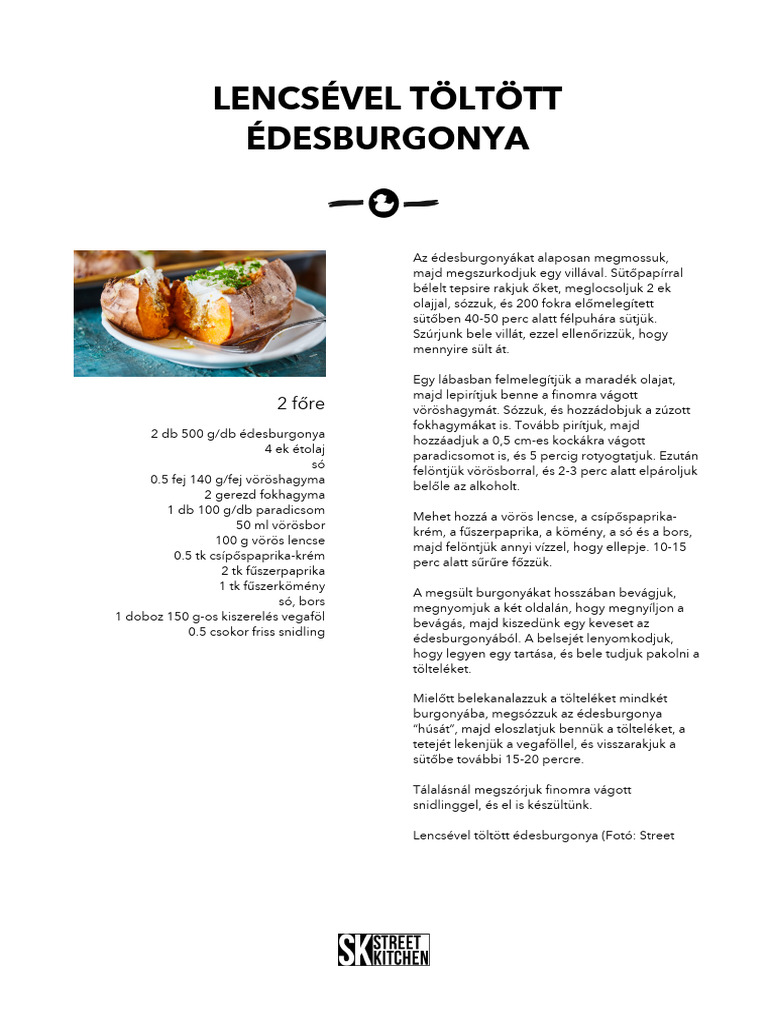 Lencsevel Toltott Edesburgonya | PDF