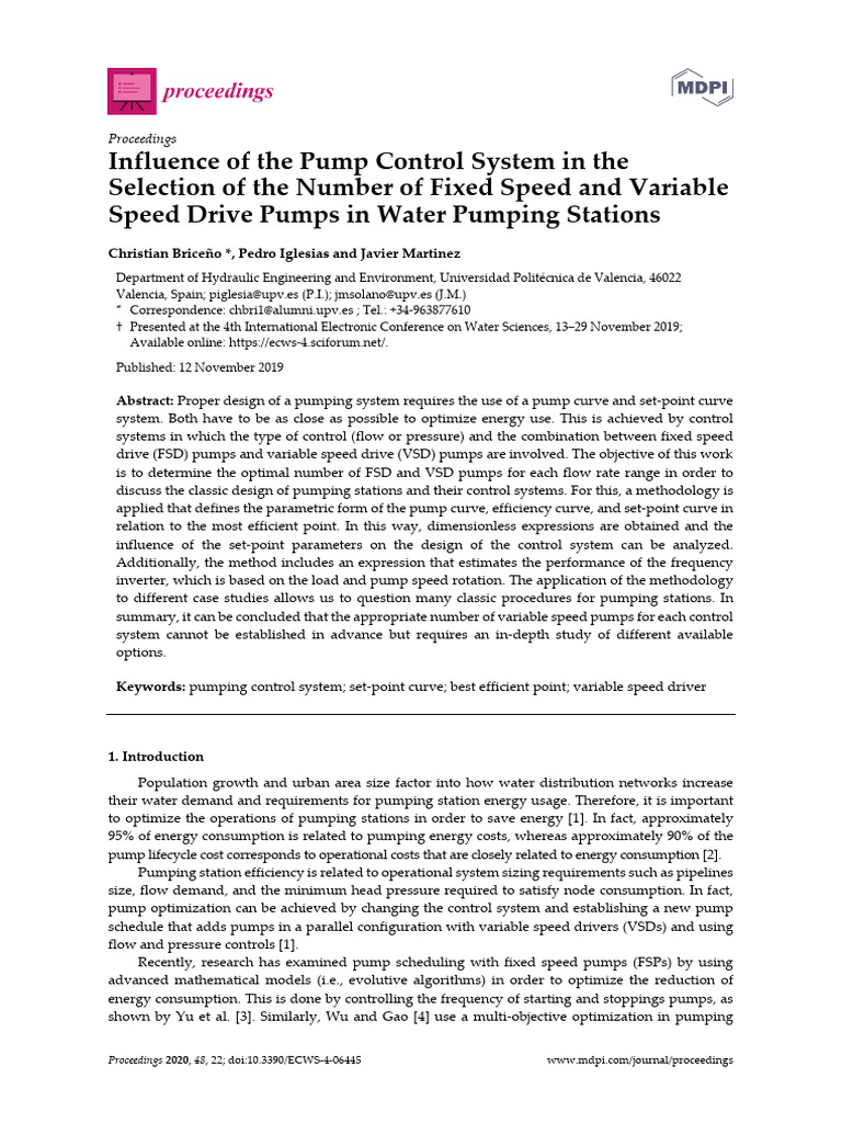 Influence of the Pump Control System in the Selection of the Number of ...