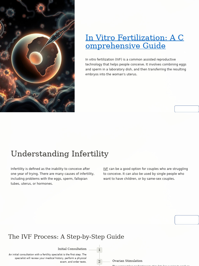 In Vitro Fertilization a Comprehensive Guide | PDF | In Vitro Fertilisation | Infertility