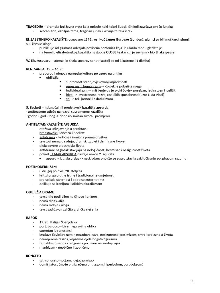 Pismena Provjera (Književnost) | PDF