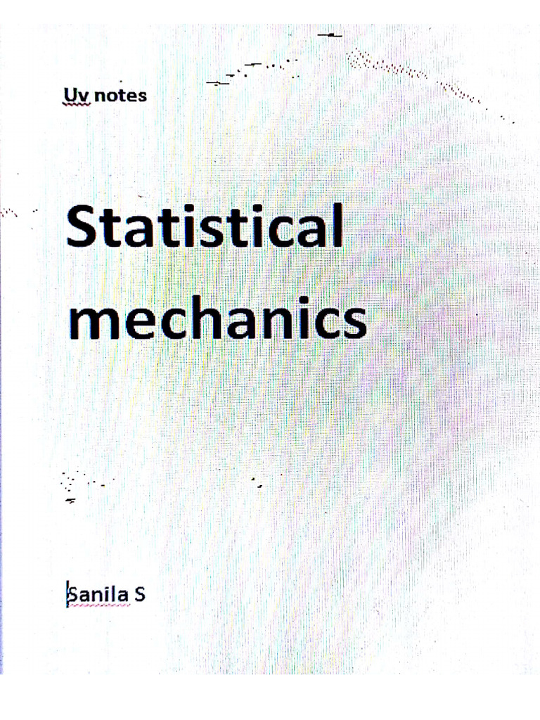 Statistical Mechanics -UV Notes | PDF