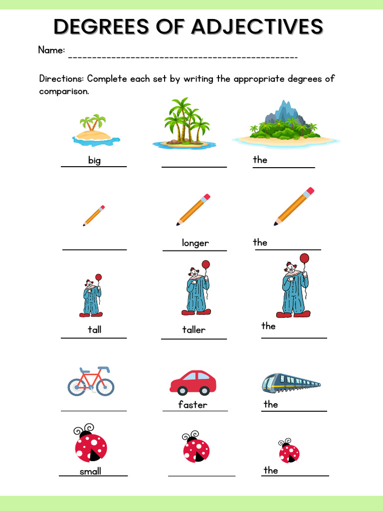 Degrees of Comparison Exercises | PDF