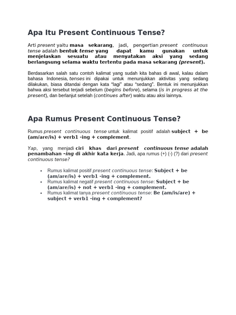 Apa Itu Present Continuous Tense | PDF