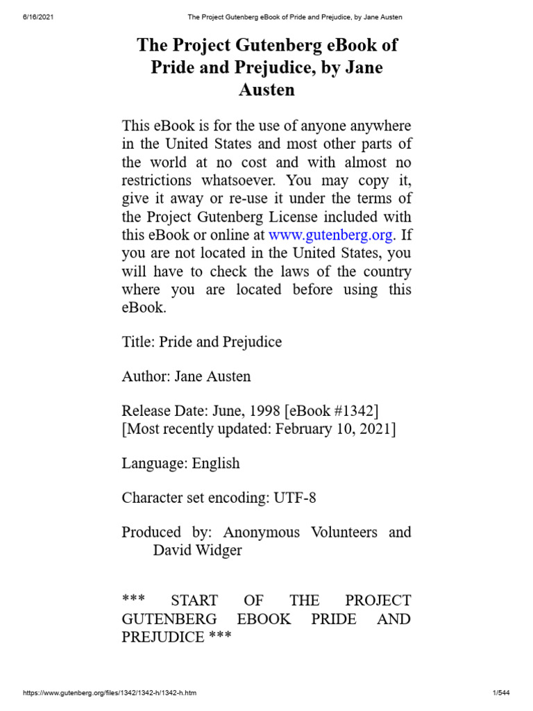 Pride and Prejudice, by Jane Austen | PDF | Pride And Prejudice | Mr. Darcy