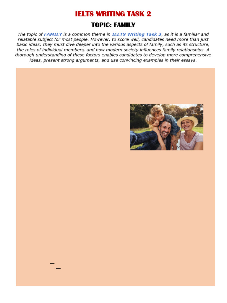 IELTS WRITING TASK 2-family | PDF | Family | Mental Health