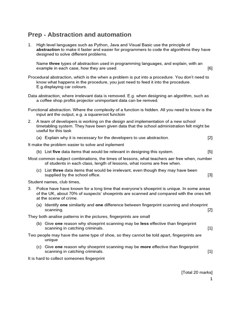 Prep - Abstraction and automation | PDF | Abstraction (Computer Science) | Fingerprint