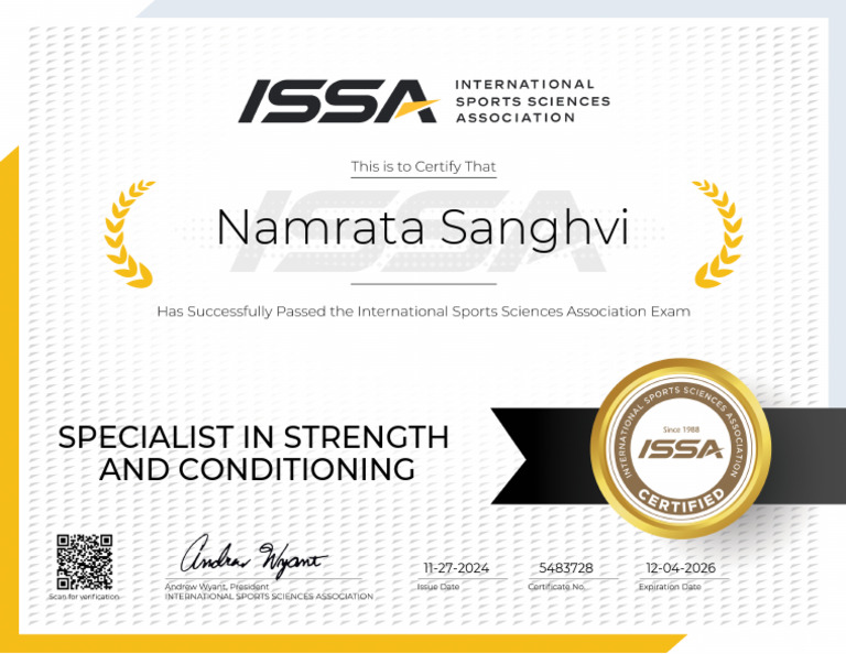 Strength and Conditioning Specialist Namrata Sanghvi | PDF
