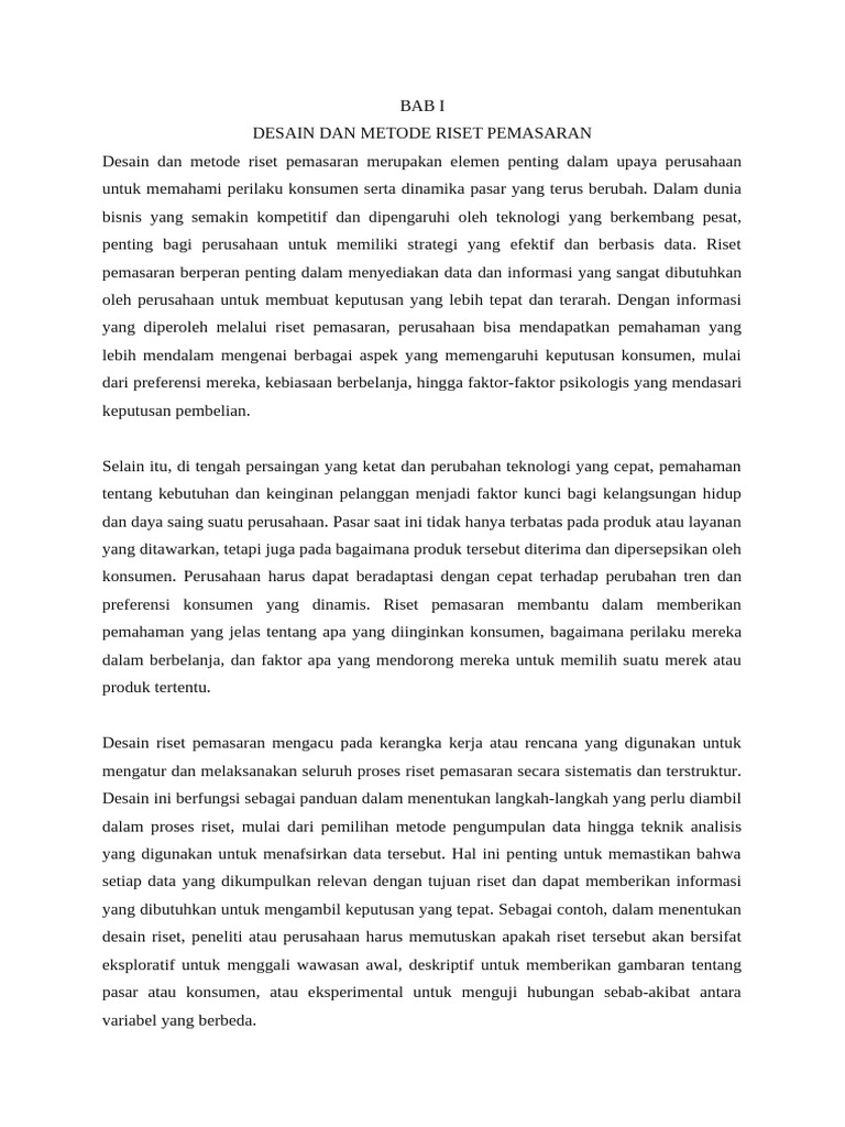 Desain Dan Metode Riset Pemasaran | PDF