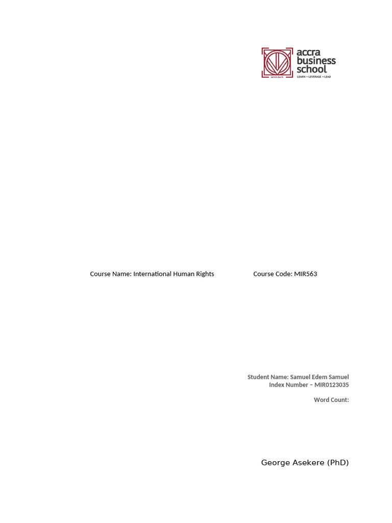 Samuel Edem 'S International Human Rights Essay | PDF | Human Rights | Rights