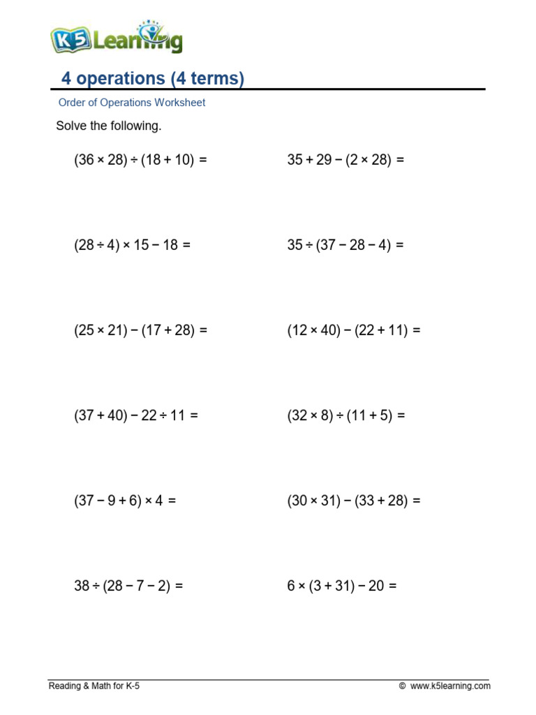 4 Operations 4 Terms F | PDF