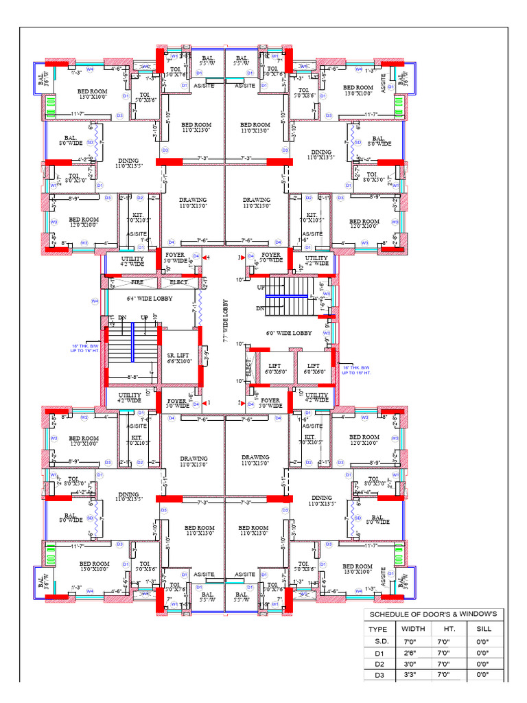 1 ST FLOOR BRICK WORK PLAN (BLOCK-B) - Model | PDF