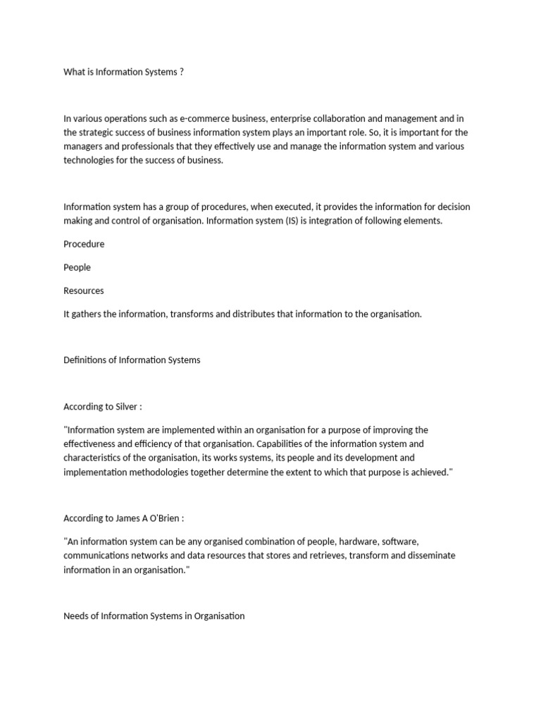 What Is Information Systems | PDF | Decision Support System | Information