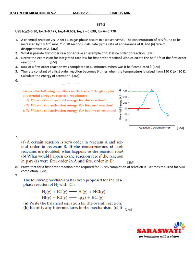 Chemical Kinetics Test-2 Set-2 | PDF