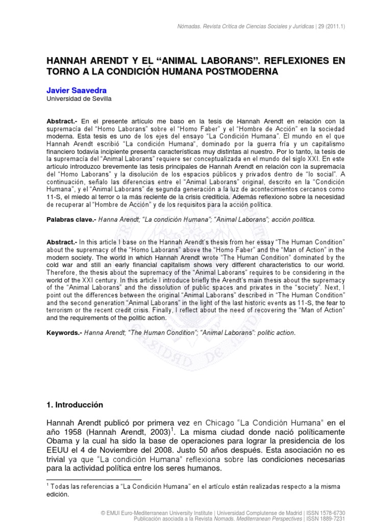 Anna Arendth Animal Laborans | PDF | Hannah Arendt | Filosofía