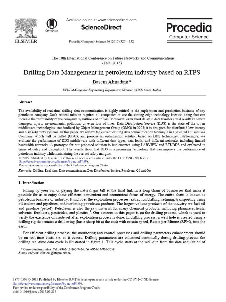 Drilling Data Management in Petroleum Industry Bas | PDF | Computer Network | Oil Well